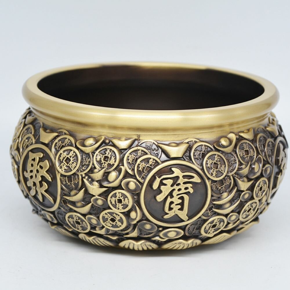 Ваза Чаша изобилия "Монеты" Фен-Шуй бронза (10*6 см.)