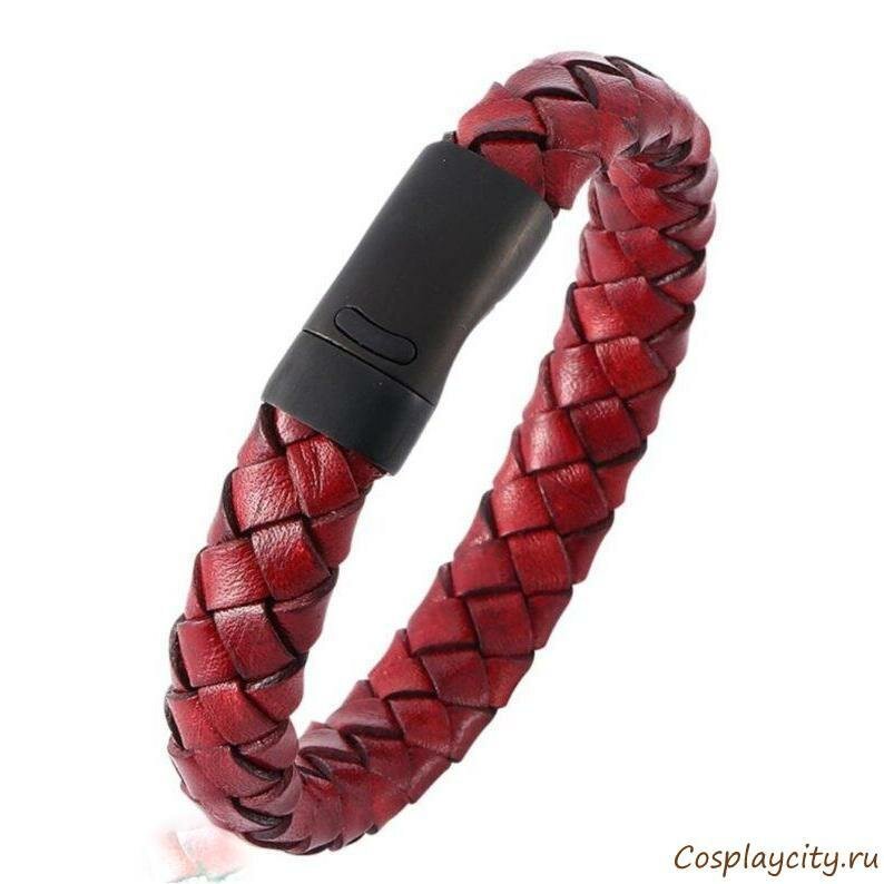 Плетеный браслет, кожа