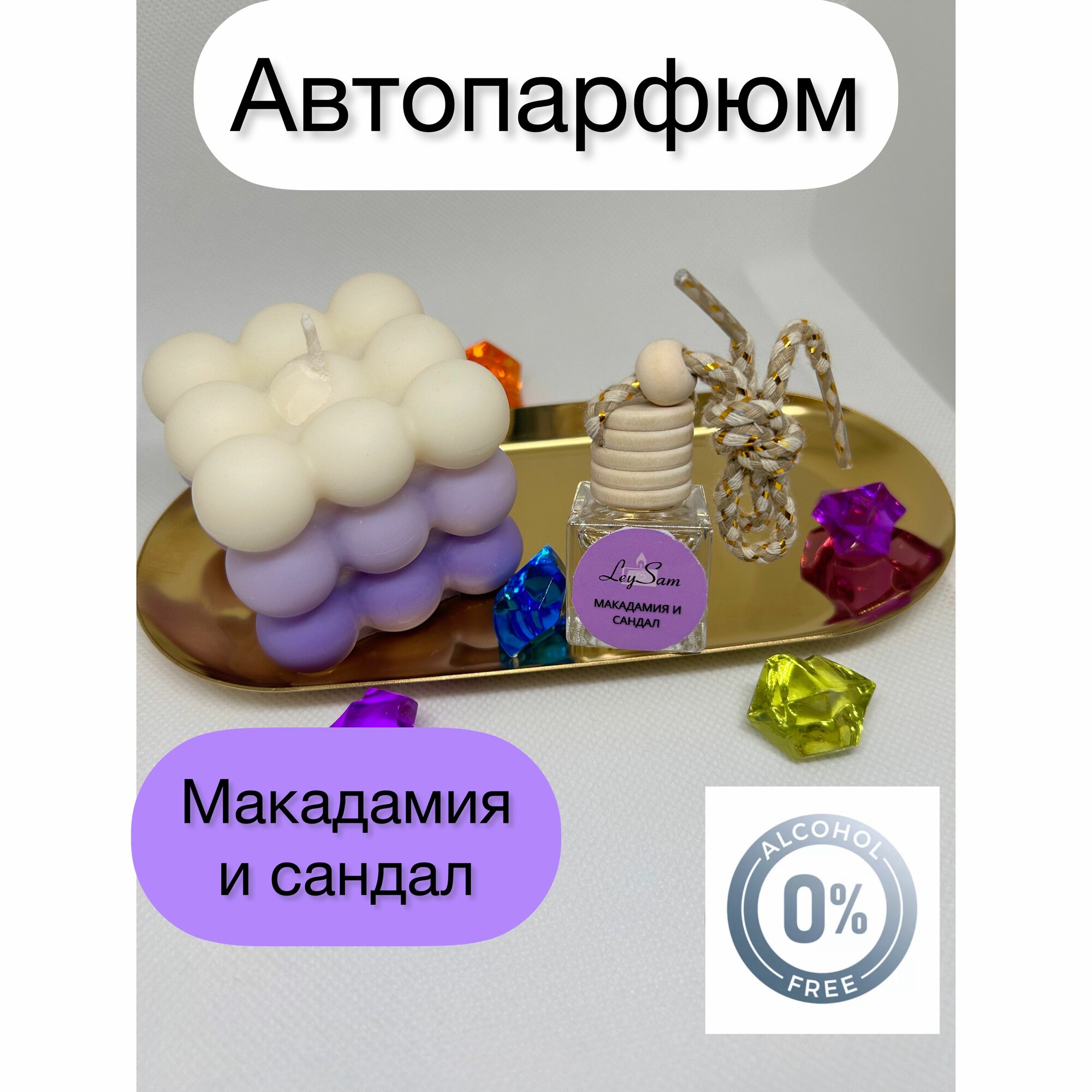 Ароматизатор для автомобиля и дома, автопарфюм с ароматом Макадамия и Сандал, 8мл