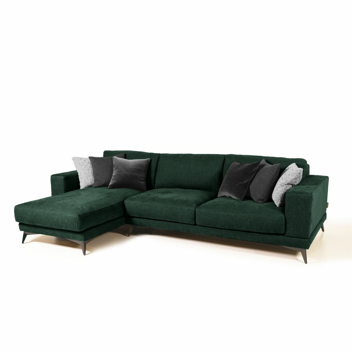 Диван Бергамо левый с оттоманкой в премиальном велюре 2,5м/39