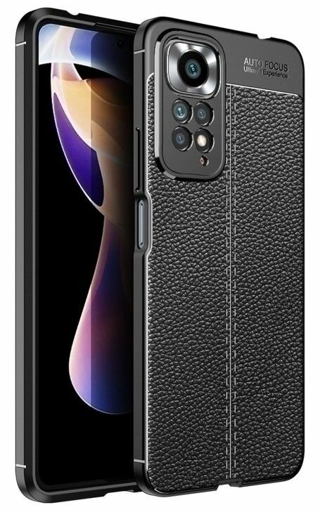 Чехол на Xiaomi Redmi Note 11 Pro 4G силиконовый под кожу чёрный
