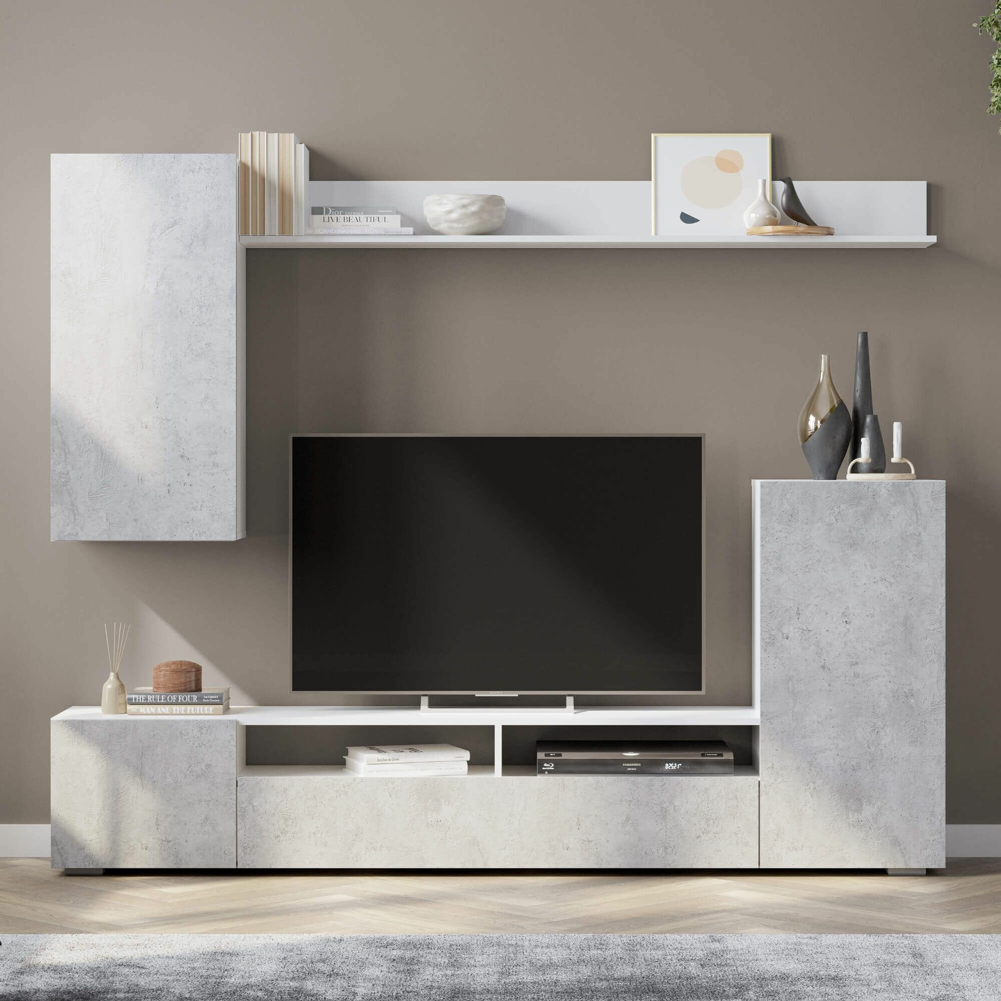 Гостиная SV-Мебель "МГС-4", Белый/Цемент светлый, ЛДСП