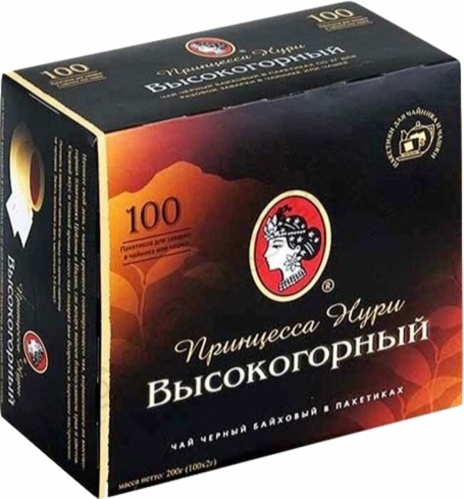 Принцесса Нури Чай Высокогорный, 100 пакетиков по 2 г, с ярлычками