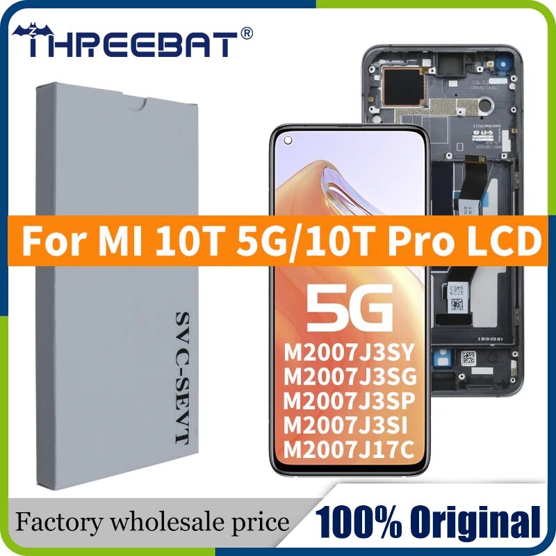 6,67 "оригинальная Pantalla для Xiaomi Mi 10T 5G M2007J17C ЖК-дисплей, дигитайзер сенсорного экрана, детали для Mi 10T Pro 5G, замена Silver With Frame