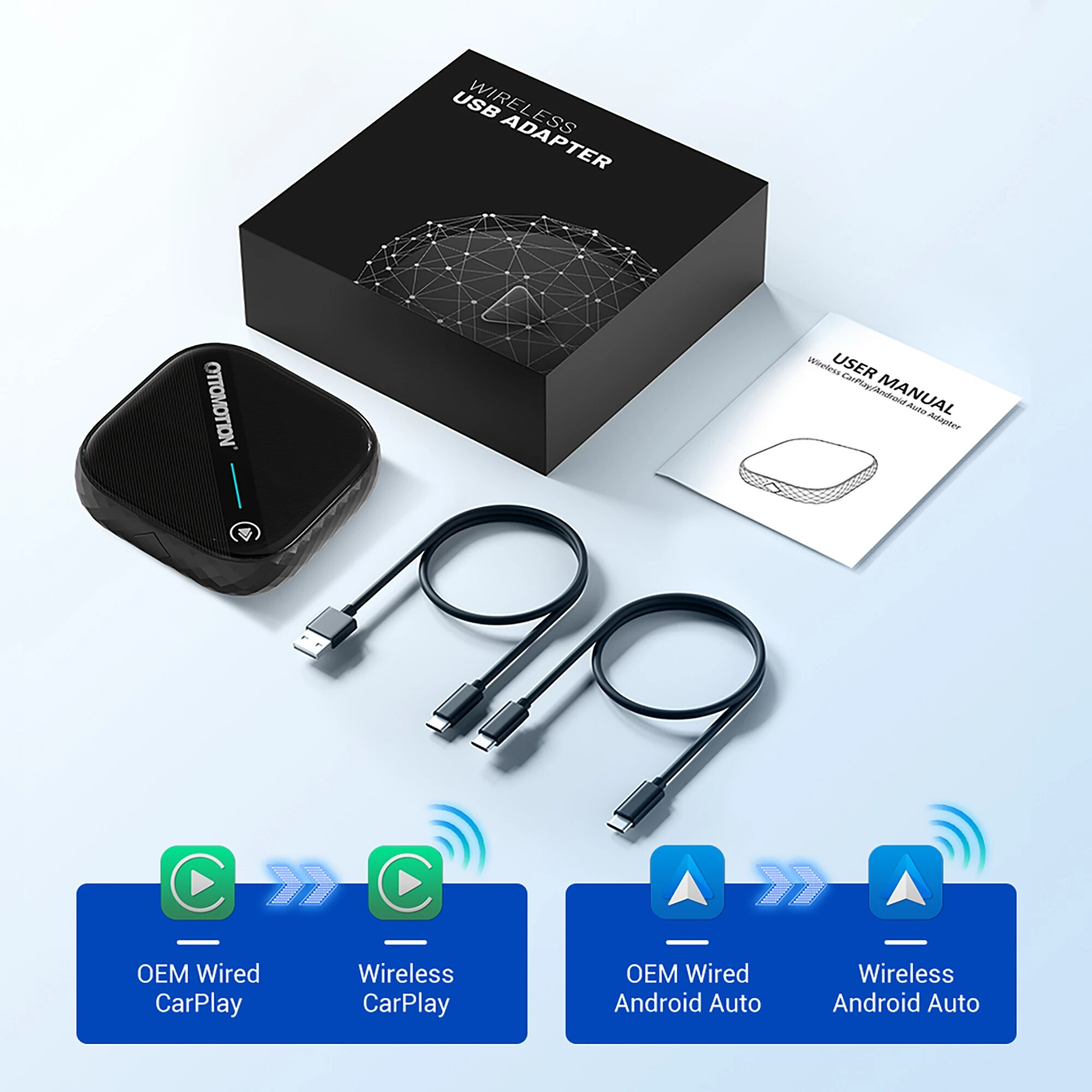 OTTOMOTION 5,0 беспроводной адаптер CarPlay Android Auto Wireless Box для Benz VW Kia Haval Toyota Mazda Ford Audi аксессуары