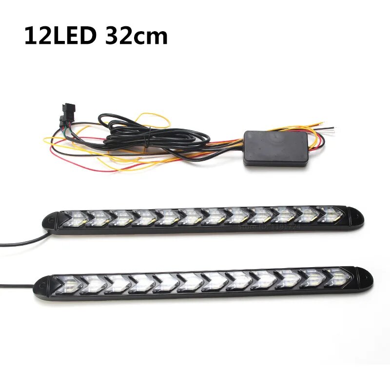 2 шт, белый, желтый, гибкий плавный светодиодный DRL, дневные ходовые огни, водонепроницаемый светодиодный дневной свет, указатель поворота, головной свет 12led 32cm