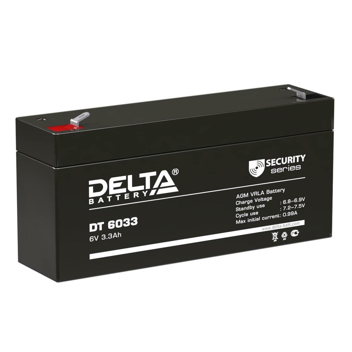 Аккумулятор DELTA DT 6033 (6В 3.3Ач 125х33х61мм)