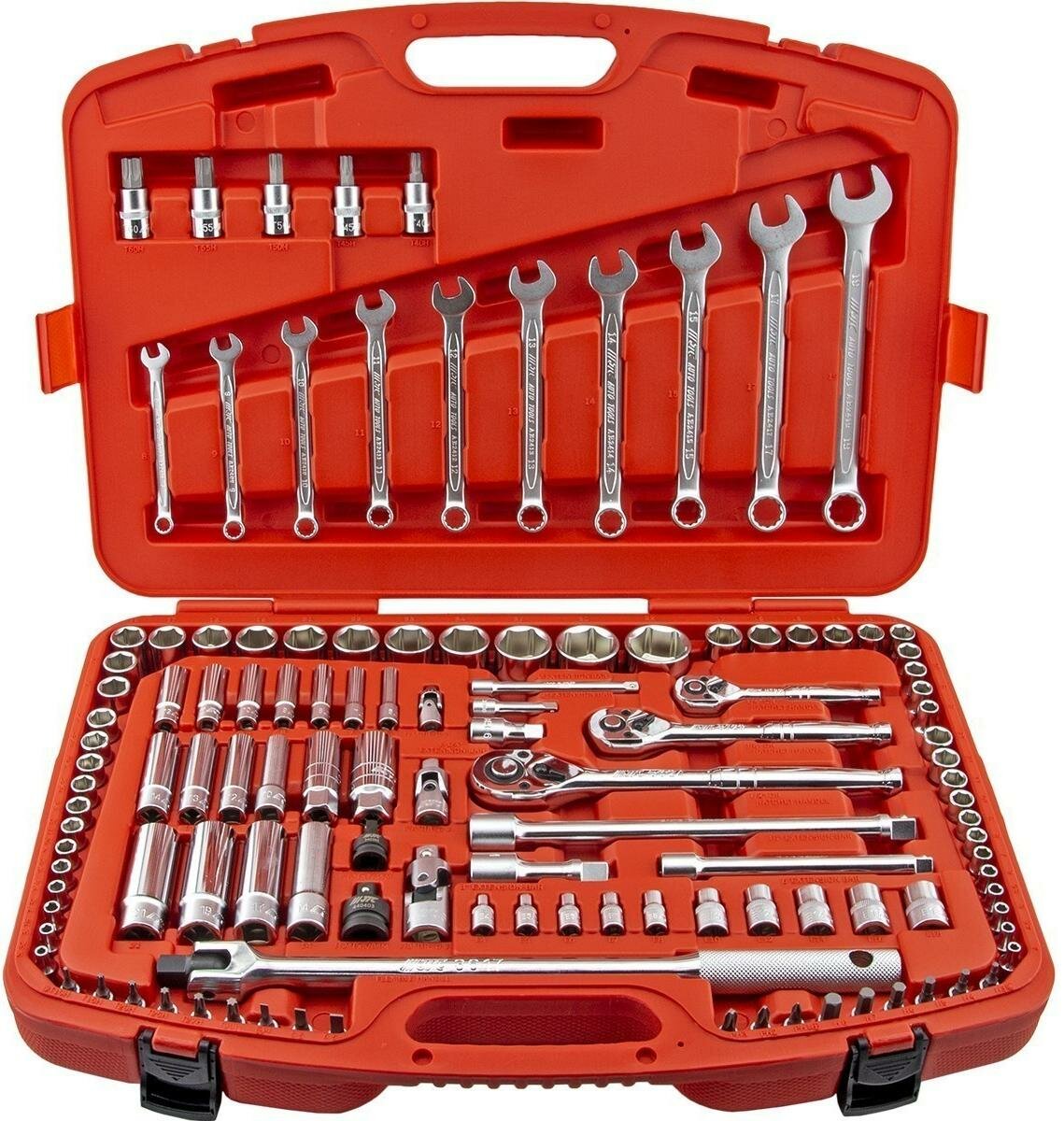 JTC-H123C Набор инструментов 1/4" & 3/8" & 1/2" 6-гранный (в кейсе) 123пр.