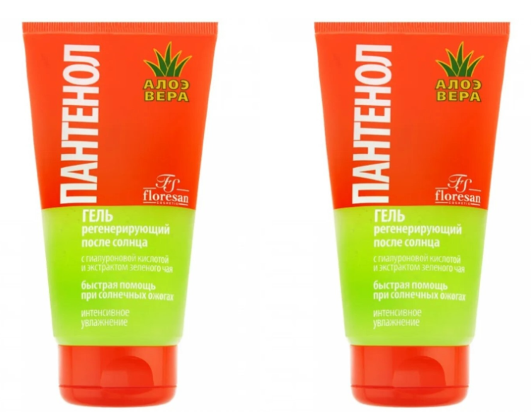Гель регенерирующий после солнца Floresan Пантенол Алоэ Вера, 150 мл, 2 шт