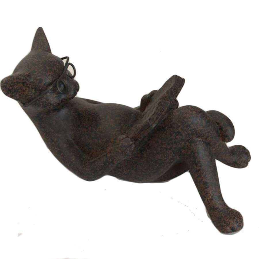 Фигура декоративная Кошка с книжкой цв. черный 16х8х7см KSMR-718393/D138