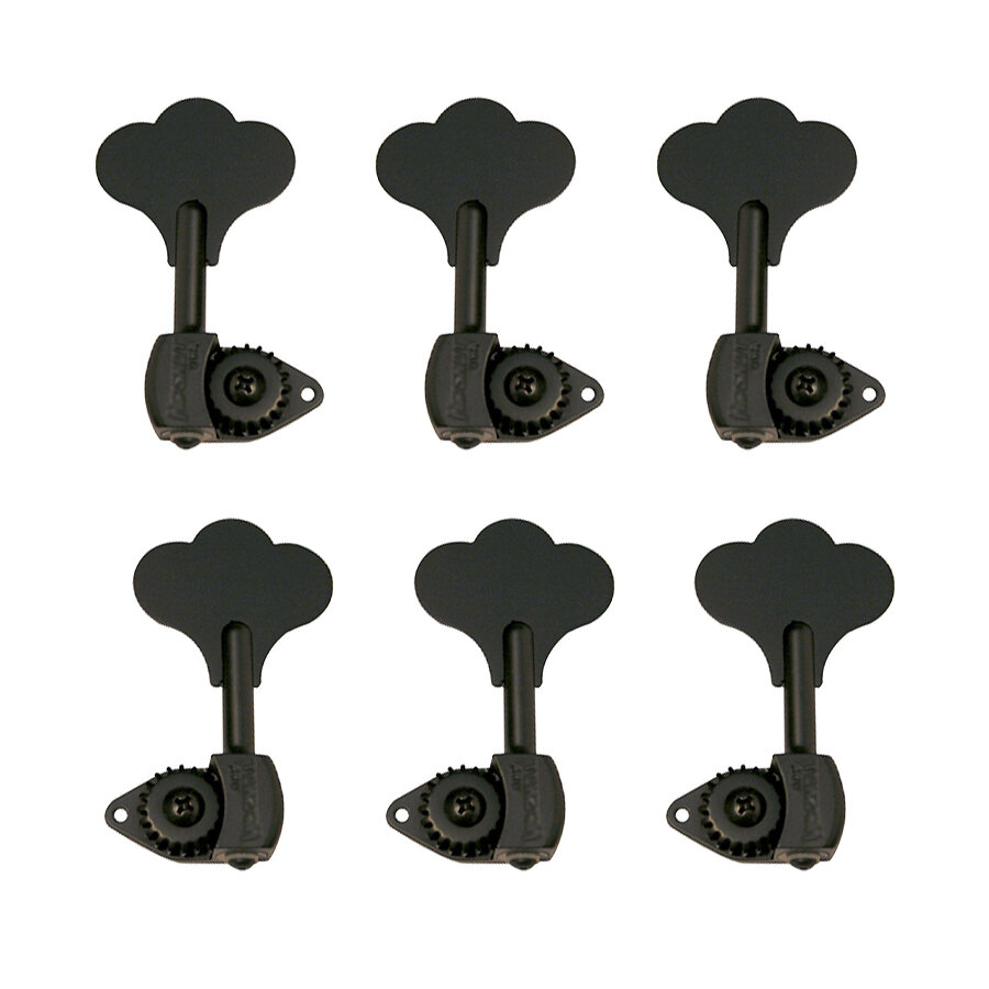 Колки 3+3 для бас-гитары HIPSHOT Ultralite HB6 Y 3/8" 20670B, Clover бутон, (14 мм), черный