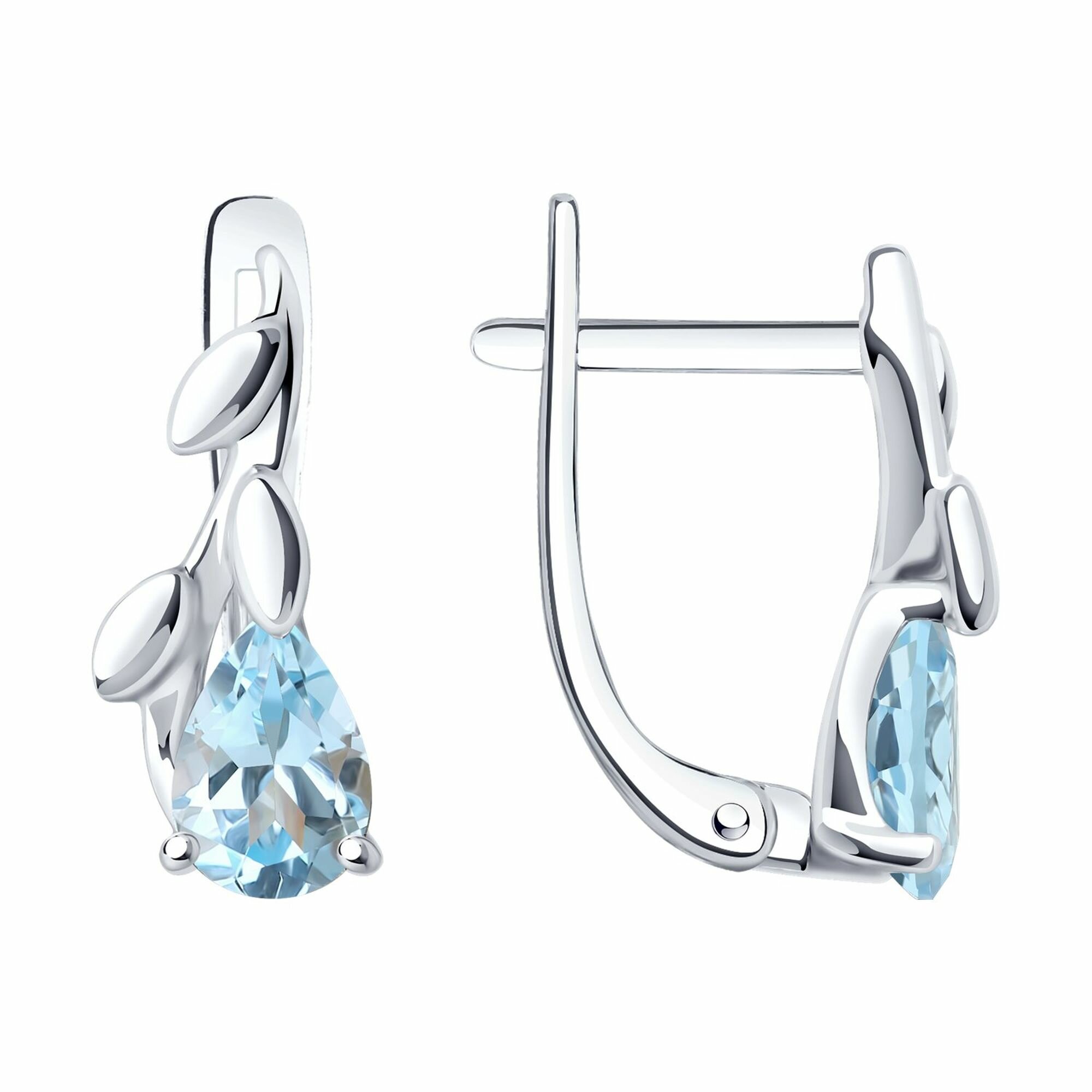 Серьги, серебро, 925 проба, родирование, топаз
