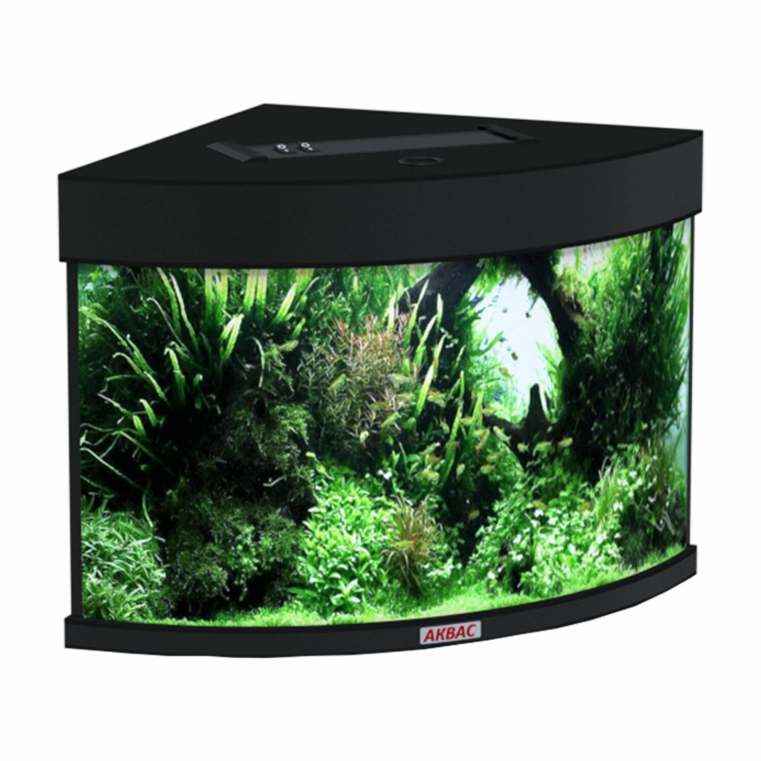 Аквариум угловой 60 литров с освещением, крышкой и тумбой, (46*46*44 см) Аквас