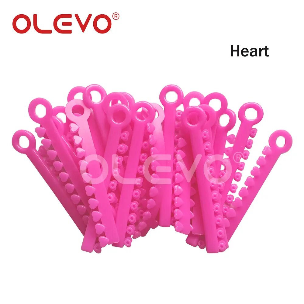 Лигатурные резинки для брекетов OLEVO Pink Heart, 200 шт