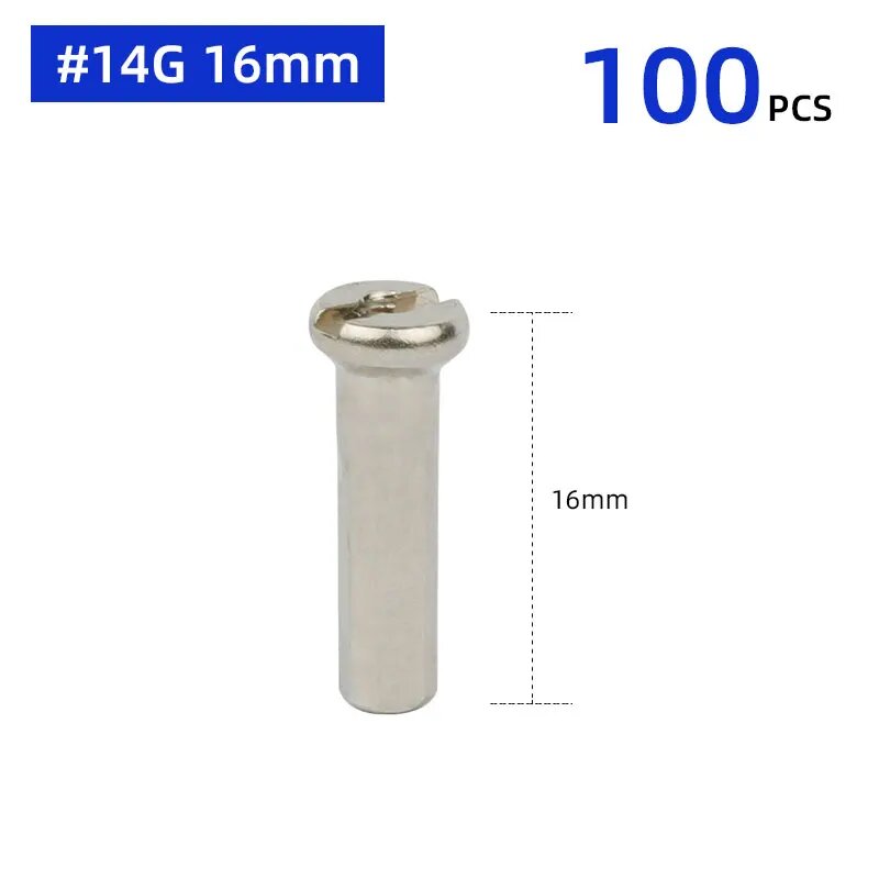 100 шт. латунные ниппели для спиц DEEMOUNT 14г 13г 12г 14G 16mm Silver 100P