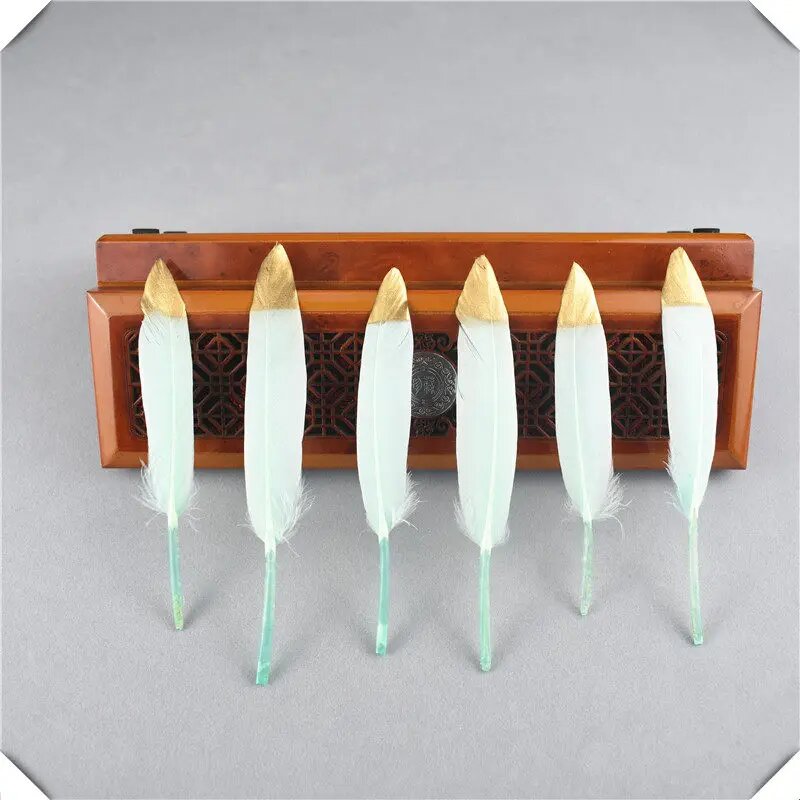 Золотые утиные перья для поделок WHxmsh 10-15 см Бирюзовый, 10pcs, Mint Green Gold