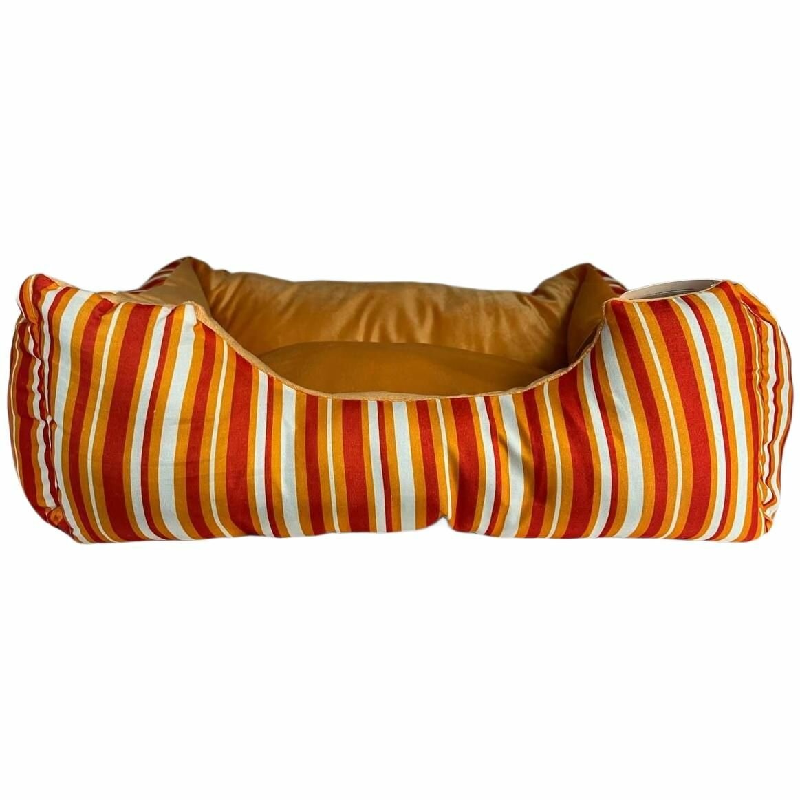 Pawise Лежанка плюш оранжевая в полоску с бортами