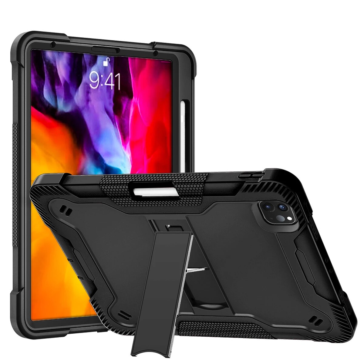 Противоскользящий гибридный чехол для iPad Air 4 5 10.9 iPad Pro11 2018-2022, Черный, Black-Black