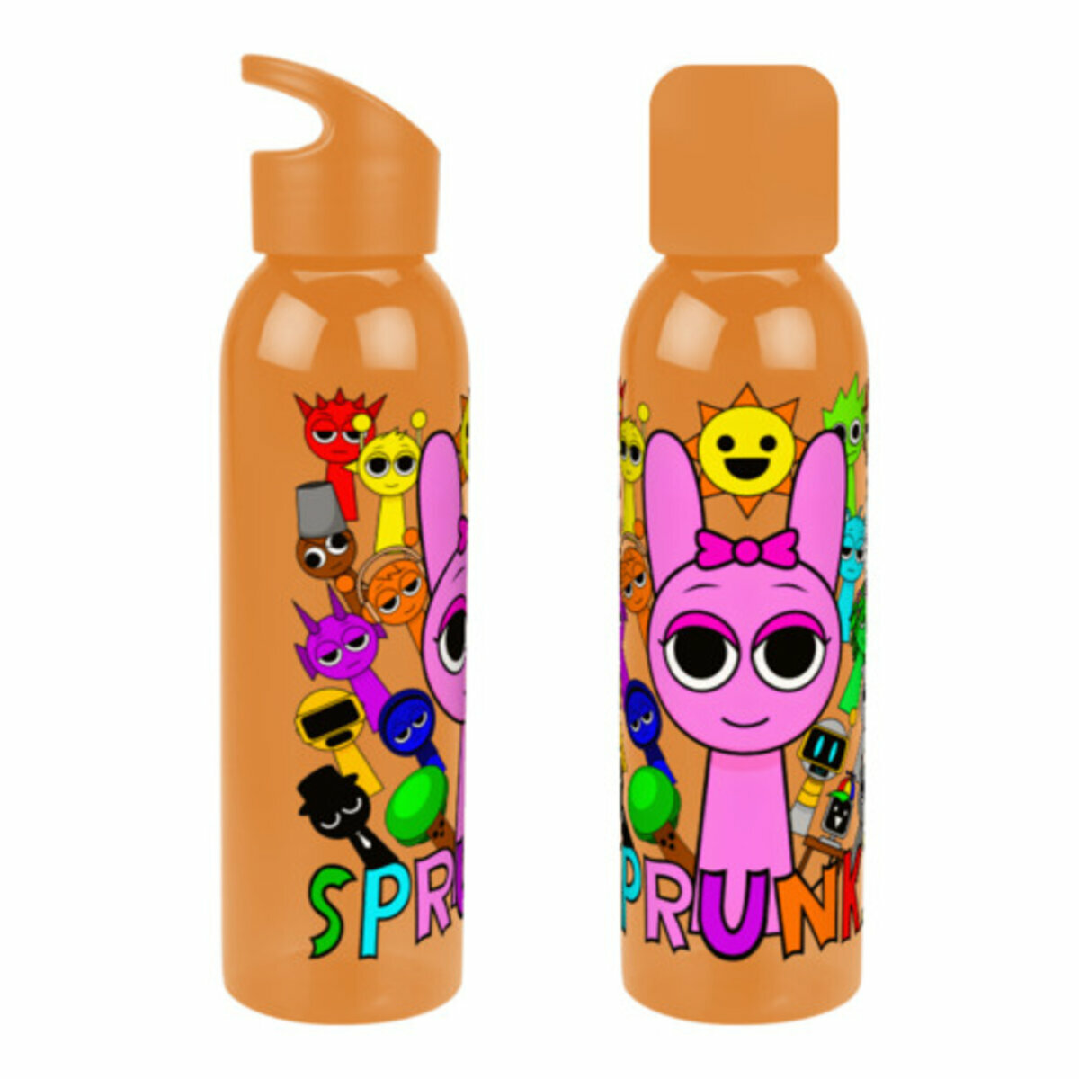 Бутылка для воды «Sprunki Pinki Спрунки Пинки все персонажи» (оранжевый)