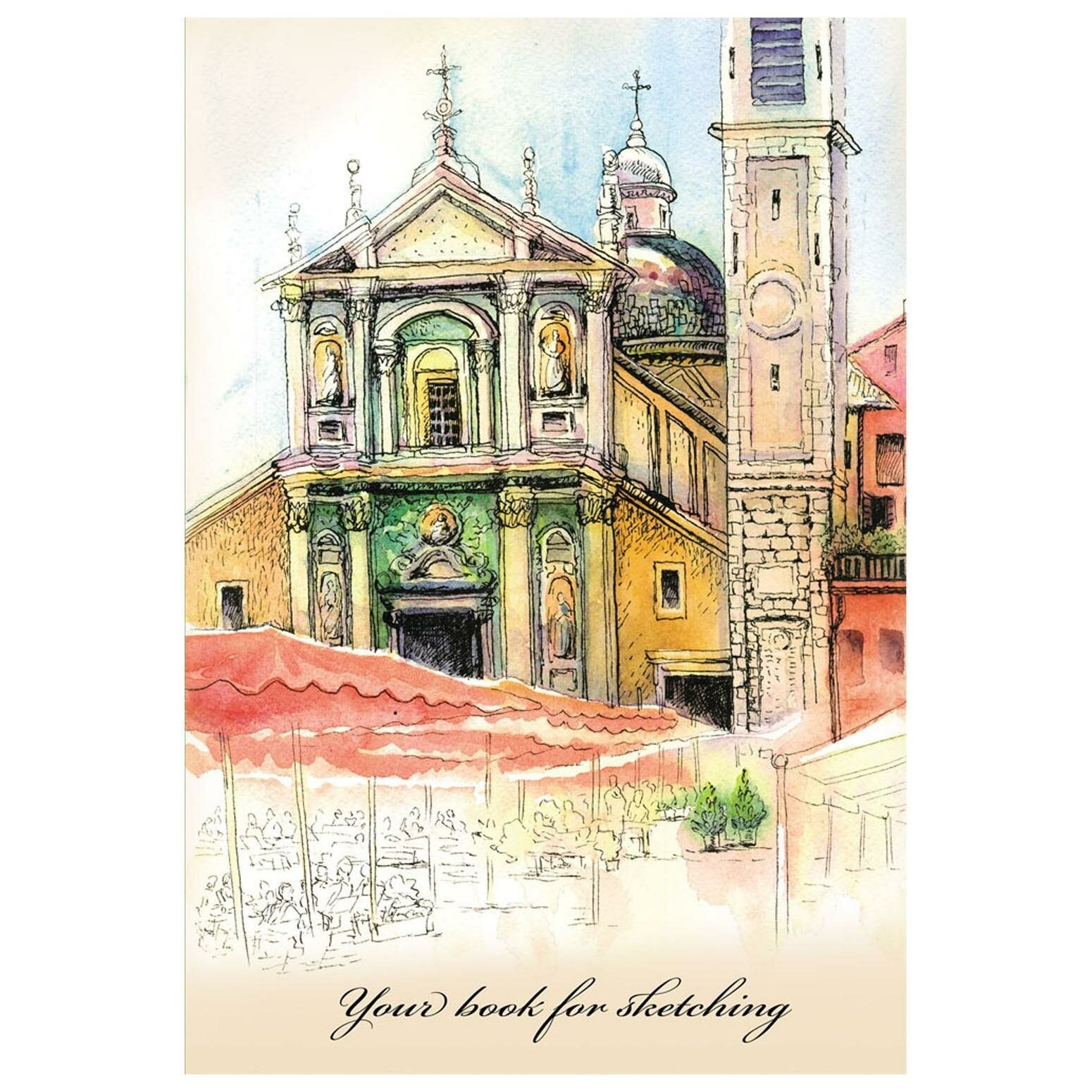 Скетчбук Проф-пресс А4, 64 листа, Старый Город-3, Глянцевая Ламинация (64-1333)