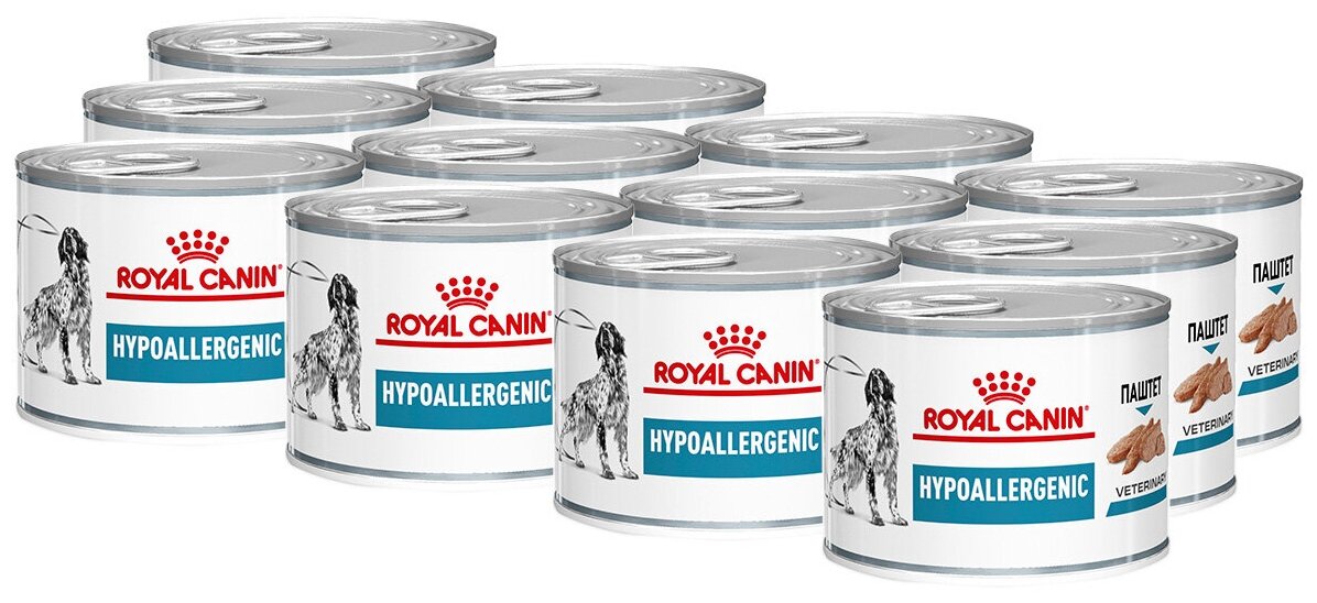 Влажный корм в банках для собак Royal Canin Hypoallergenic, при аллергии 12шт. х 200 г