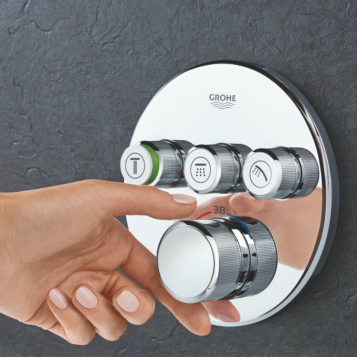 Внешняя часть термостата для ванны и душа GROHE Grohtherm SmartControl на 3 потребителя, хром (29121000)