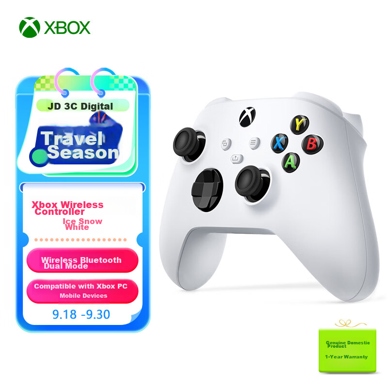 Microsoft Xbox Wireless Controller, Ice White, Bluetooth, Compatible with Xbox/PC/Tablet/Phone, Steam Promotion, Series X/S, Zero Escape