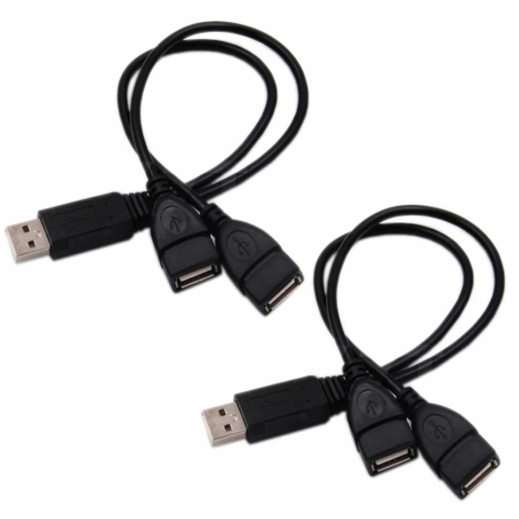 2 Разъема USB A2.0 от мужского к двойному USB-разъему женский кабель для зарядки one-in-two кабель для передачи данных