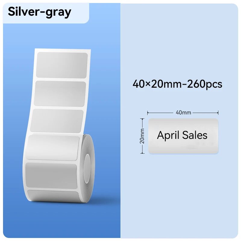 Стикеры самоклеящиеся Silver-gray 40x20mm, 260шт