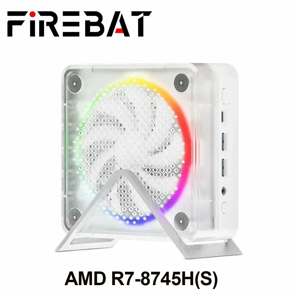 FIREBAT Мини-ПК MN56 (AMD Ryzen 7 8745H, RAM 16 ГБ, SSD 512 ГБ, AMD Radeon 780M, Windows 11 Home), белый