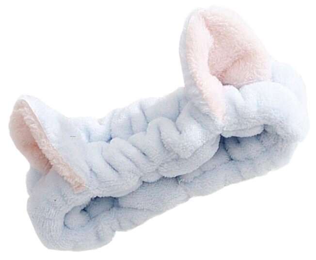 Повязка косметическая для фиксации волос с ушками, голубой