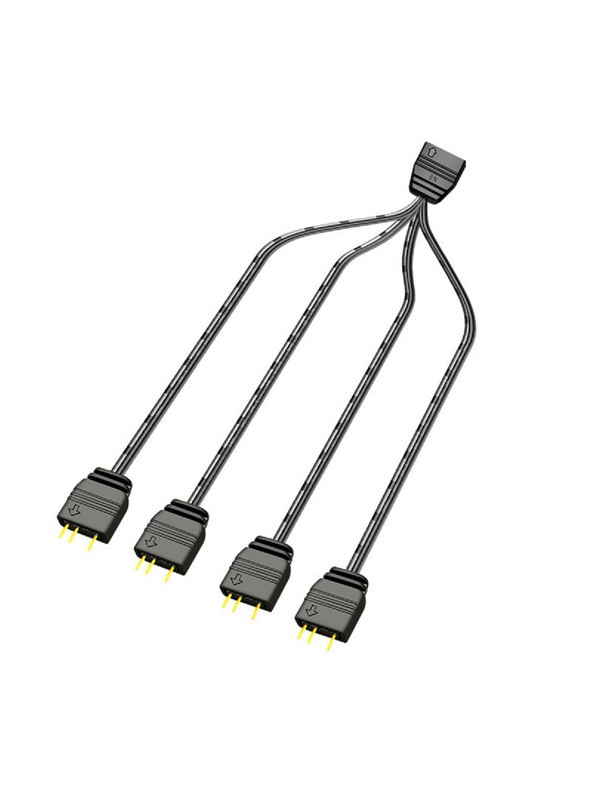 ARGB 5V 3Pin Extension Cable Adapter 33cm 1 to 4 RGB Splitter Cable Cord forMSI AURA LED Splitter