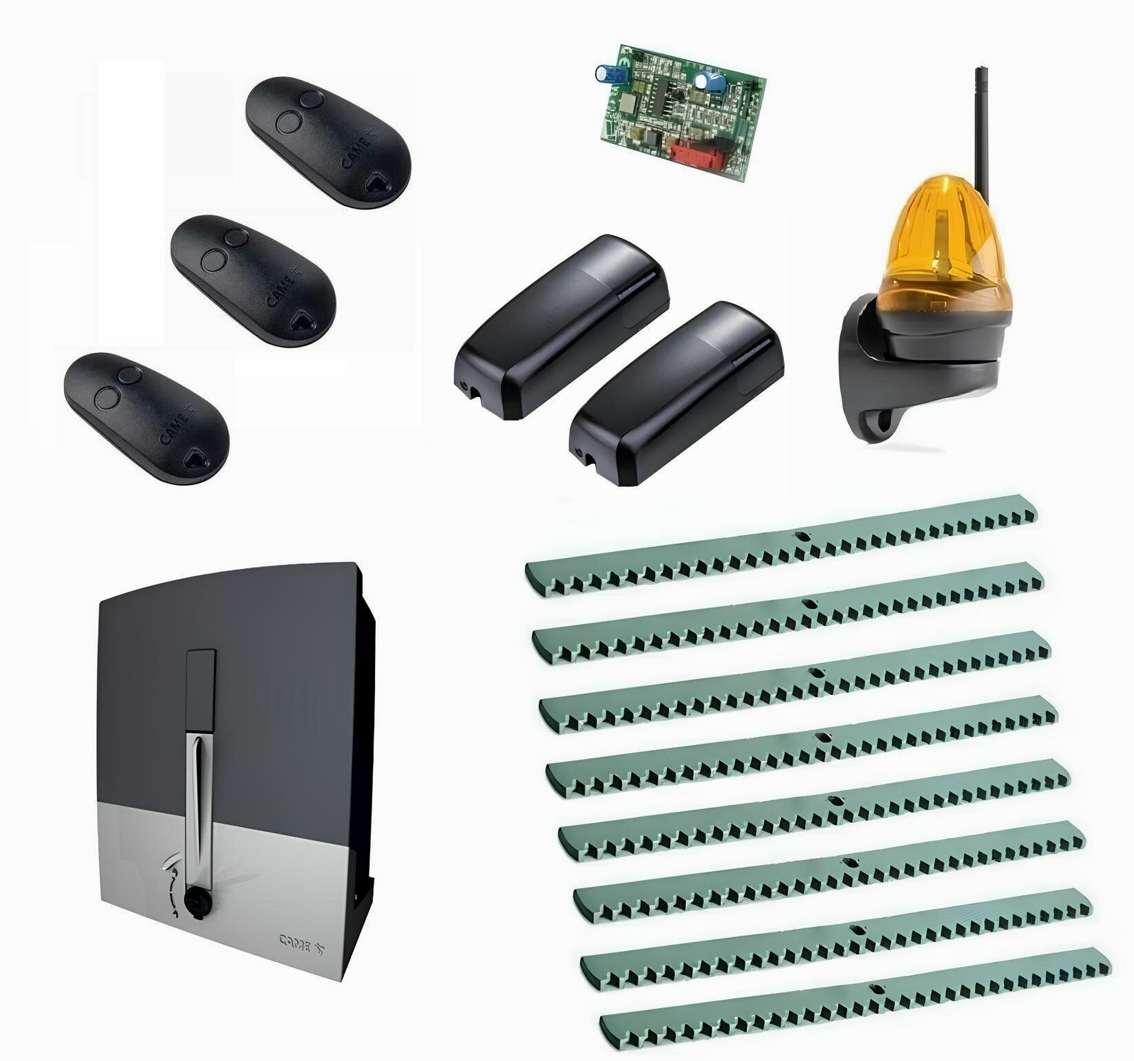 Автоматика для откатных ворот BXL04AGS FULL8-K-Т3, комплект: привод, радиоприемник, 3 пульта, фотоэлементы, лампа, 8 реек