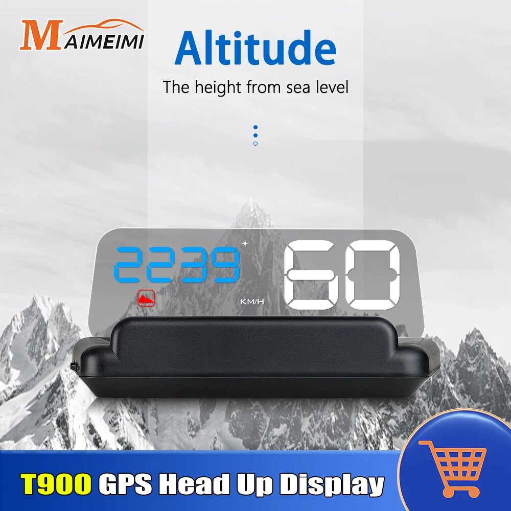 T900 GPS проекционный дисплей проектор лобового стекла HUD цифровой дисплей скорость KMH спидометр часы компас высота для всех автомобилей
