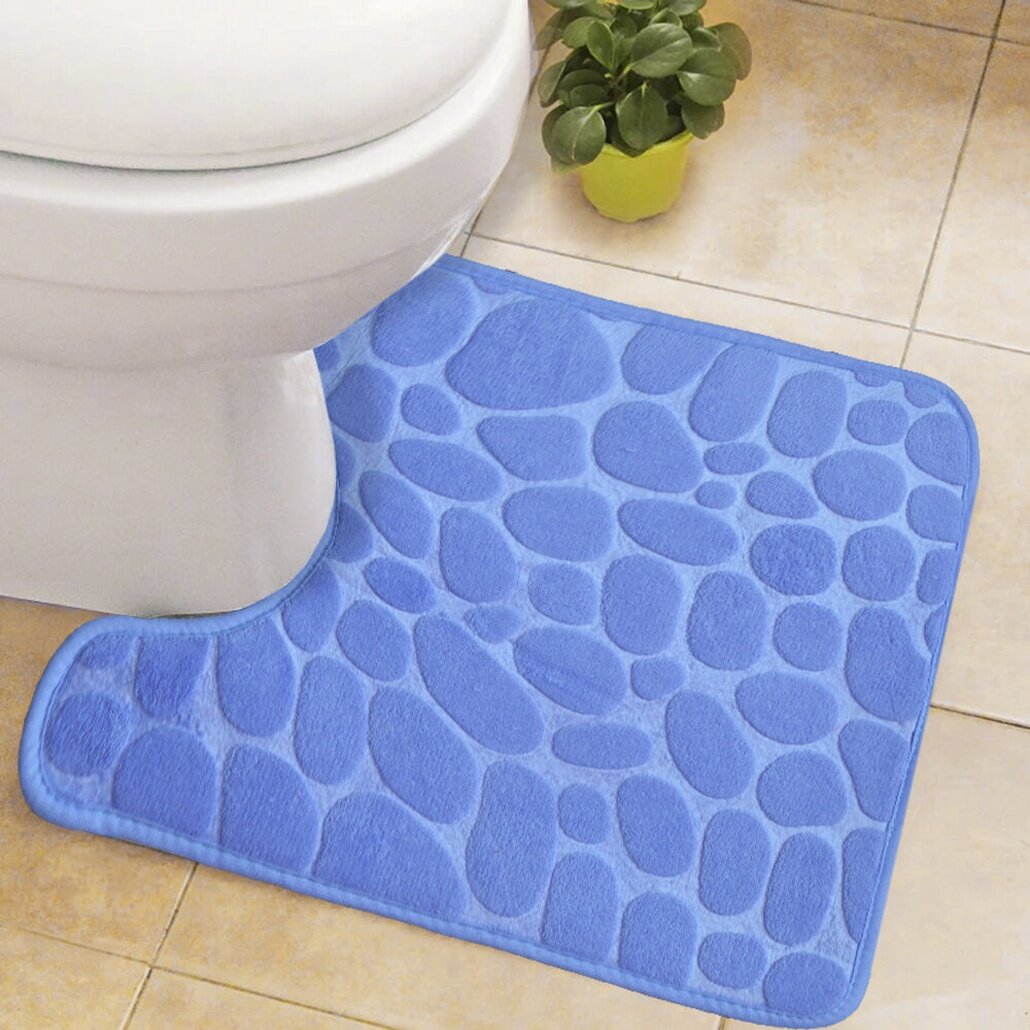 Коврик для ванной «Камни» 50x50 см, полиэстер, синий, закруглённый угол для удобной установки