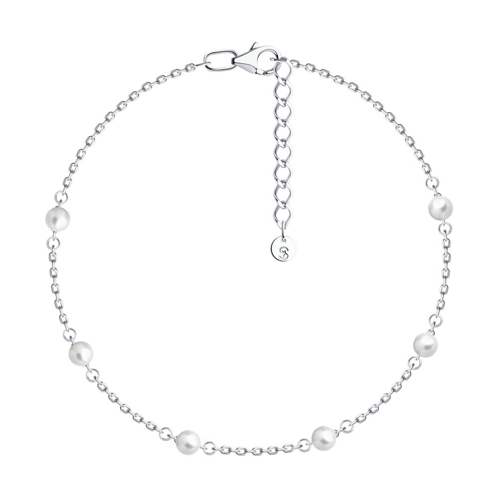 Браслет, серебро, 925 проба, родирование, жемчуг