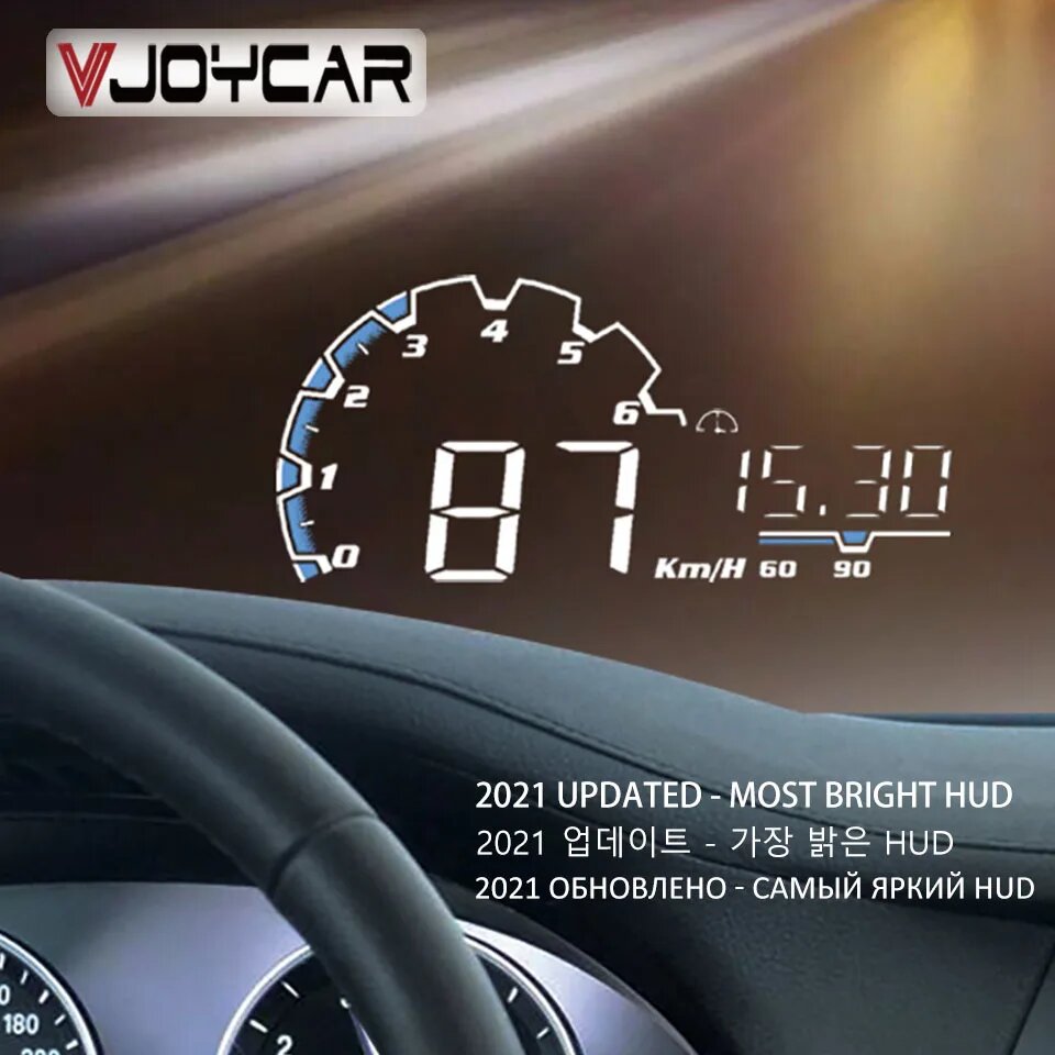 Автомобильный HUD Vjoycar VH300, 5,5 дюйма, передний дисплей OBD II EUOBD, лобовое стекло, проекционный спидометр, автомобильная электроника, сигнализация превышения напряжения, With OBD Cable