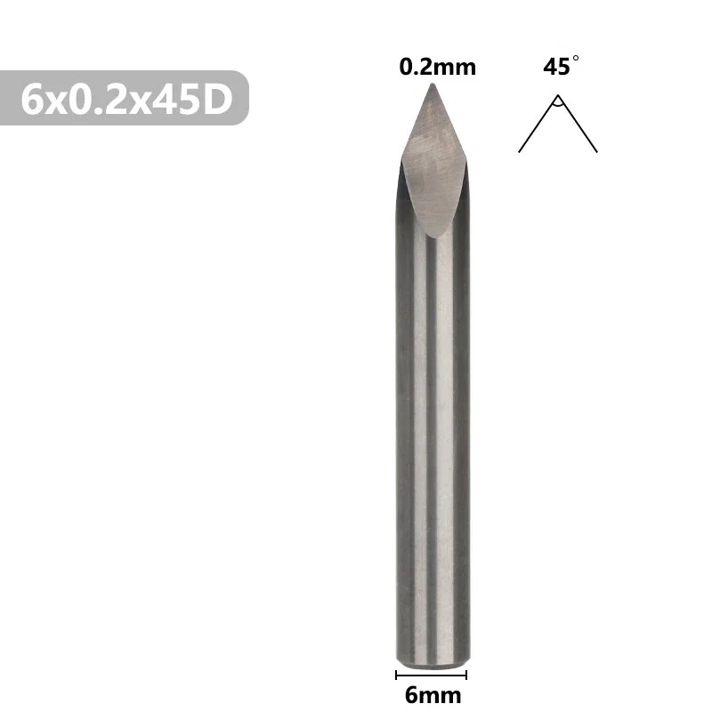 3D фреза с хвостовиком 6 мм, 3 гравировальные биты в форме пирамиды, 20/30/40/45/60/90 6x0.2x45D