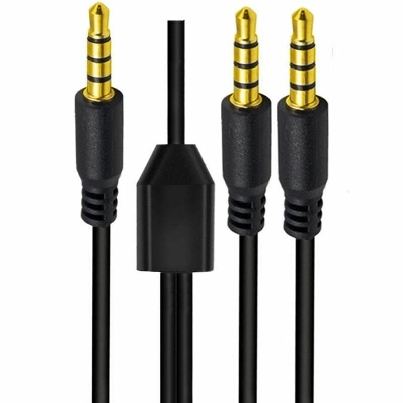 Усиленный стерео аудиокабель 3.5 мм 4-полюсный для наушников, устройств, 50cm - Один-два