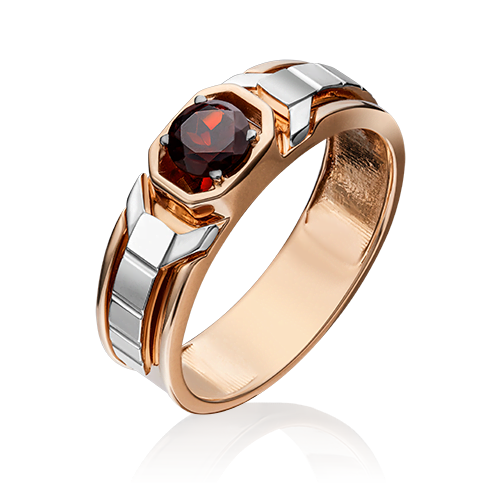 Кольцо, комбинированное золото, 585 проба, гранат