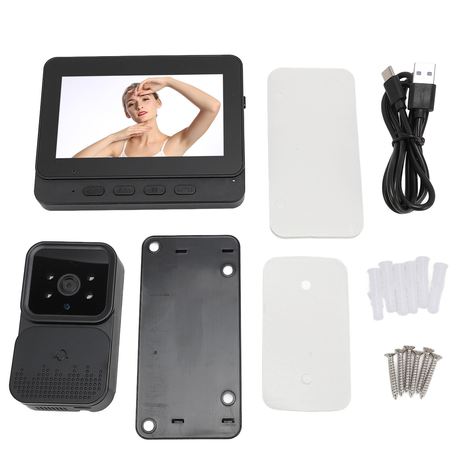 Система видеодомофона с экраном IPS 4,3 дюйма, 2,4 ГГц, Wi-Fi, 2-сторонняя связь, 24 часа в сутки, HD, 5 Мп, 6 мелодий звонка, комплект видеодомофона