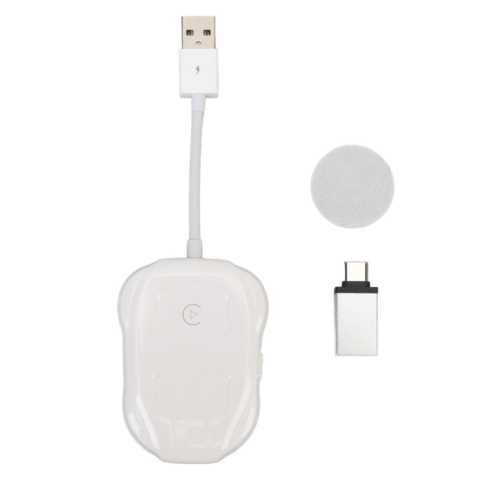 Автомобильный беспроводной адаптер для CarPlay для Android Auto 2,4 ГГц 5 ГГц. Проблема и воспроизводите USB Type C 2 в 1 Автомобильный беспроводной адаптер конвертируйте в беспроводной белый