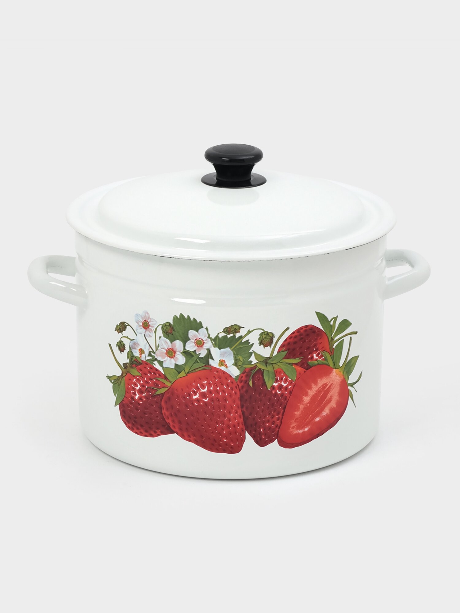 Кастрюля эмалированная, 9 л, с крышкой, цилиндрическая, белая