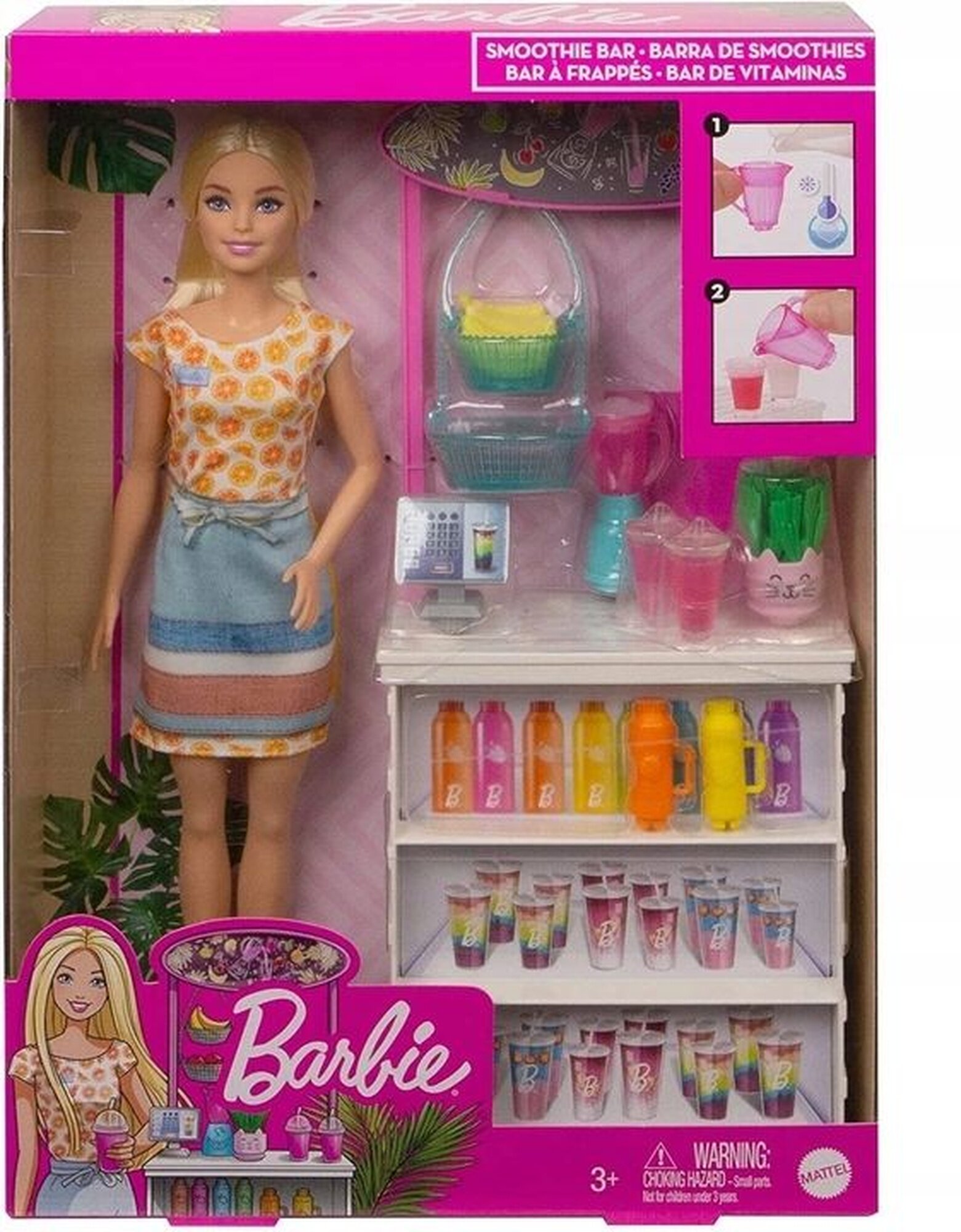 Кукла Mattel Barbie - Игровой набор Смузи-бар с аксессуарами - Барби GRN75