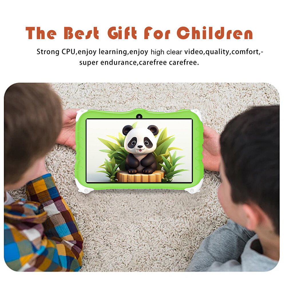 Детский планшет 7 дюймов Android 10 4 ГБ + 64 ГБ 1960*1080 Экран высокой четкости Обучающий планшет Безопасный защитный дизайн Аккумулятор большой емкости 5000 мАч Родительский контроль Богатый предустановленный планшет для детей