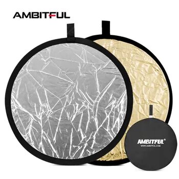 Ambitful 60 см 2 в 1 круглый отражатель с сумкой портативный складной серебряный золотой