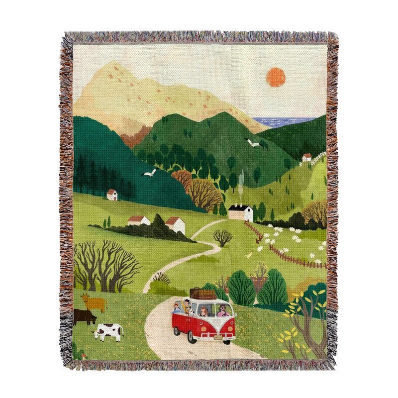 Покрывало на диван угловой, Двустороннее одеяло, покрывало на диван, Горная тропа, 130х160 см