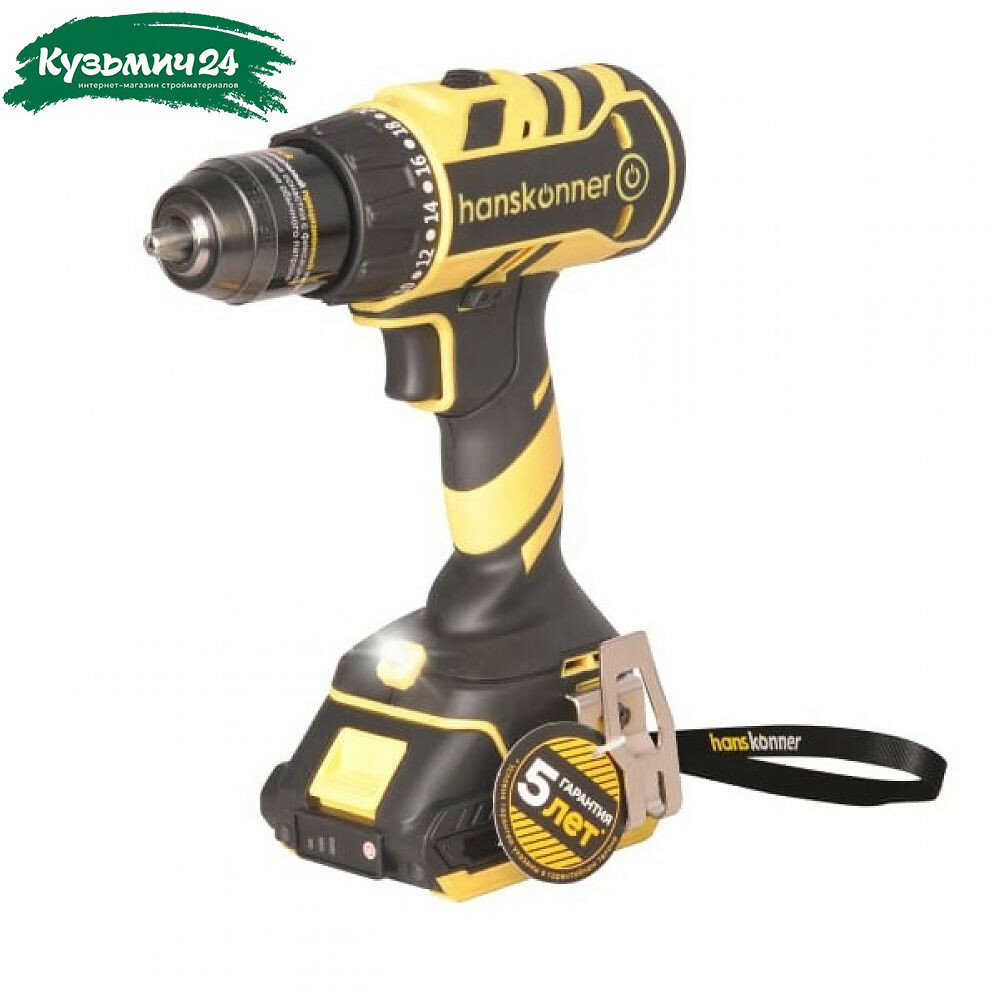Аккумуляторный шуруповерт Hanskonner HCD1865 1BatterySystem, 1 шт.