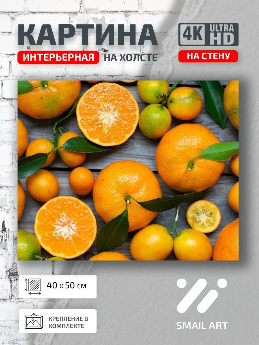Картина на холсте интерьерная 40 на 50 на стену Цитрус Food для офиса кулинария интерьер