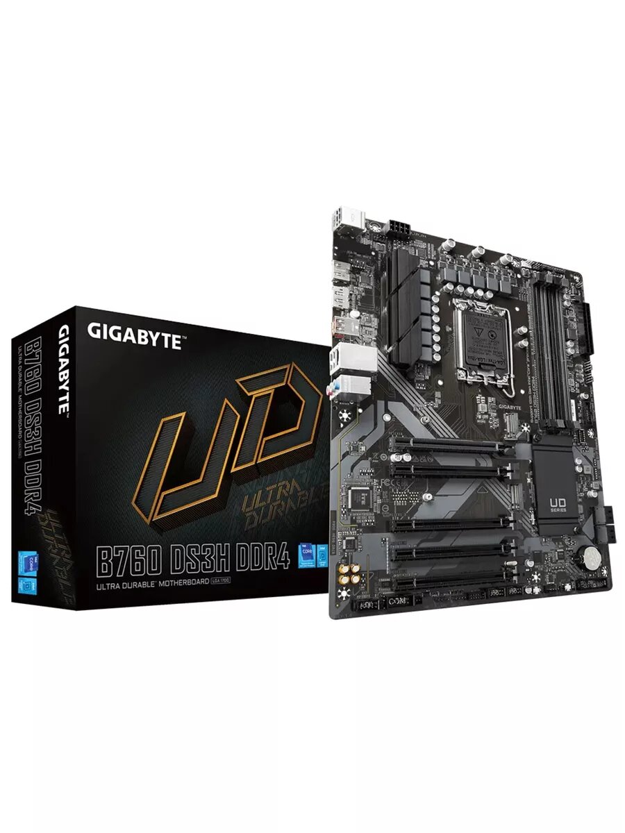 Материнская плата GIGABYTE B760 DS3H, DDR4, 4xSATA, 2xM.2, пассивное охлаждение